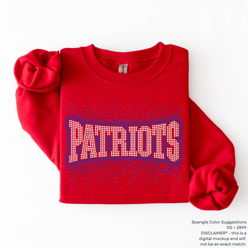 Patriots Arched Scatter SPANGLE TRANSFER – Tees Me Boutique
